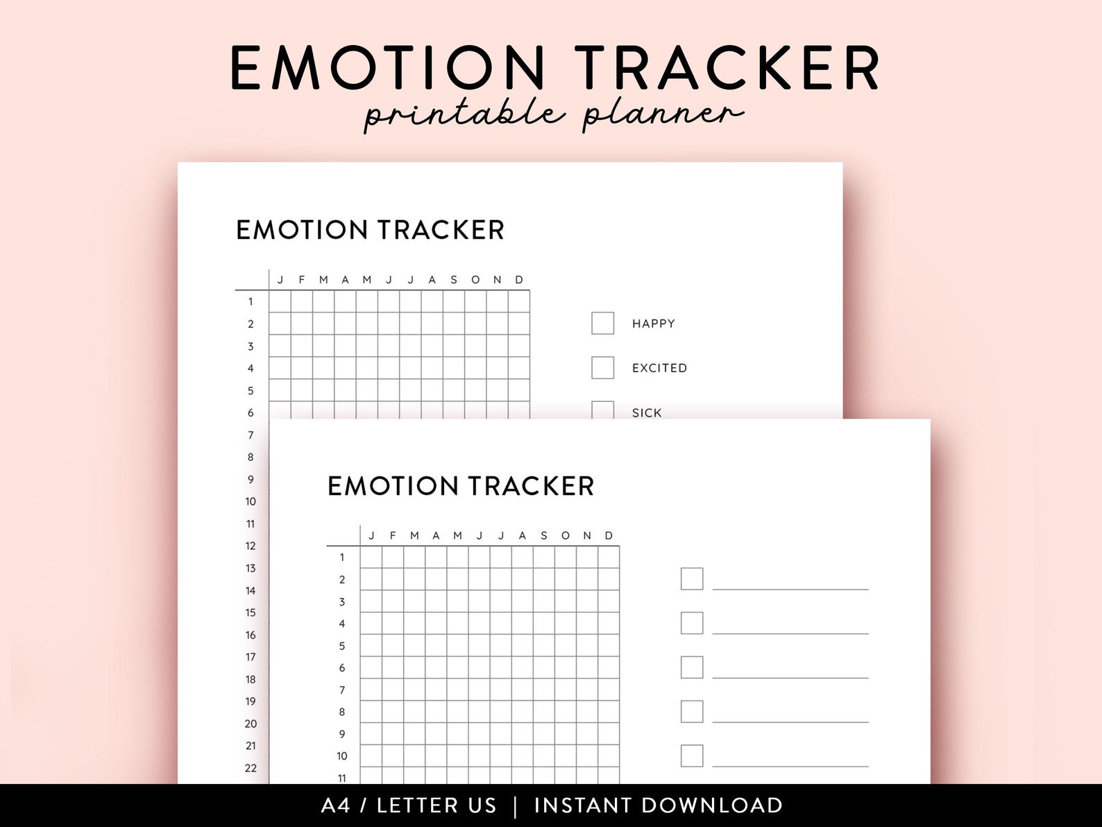 Emotion Tracker Printable, Mood Tracker Template, Emotion Mood Tracker ...