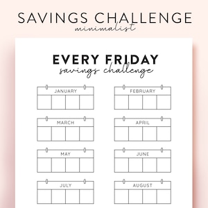 2025 Friday Savings Challenge Printable, Blank Every Friday Savings ...