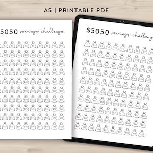 5050 Savings Challenge Printable, 100 Envelope Challenge Printable ...