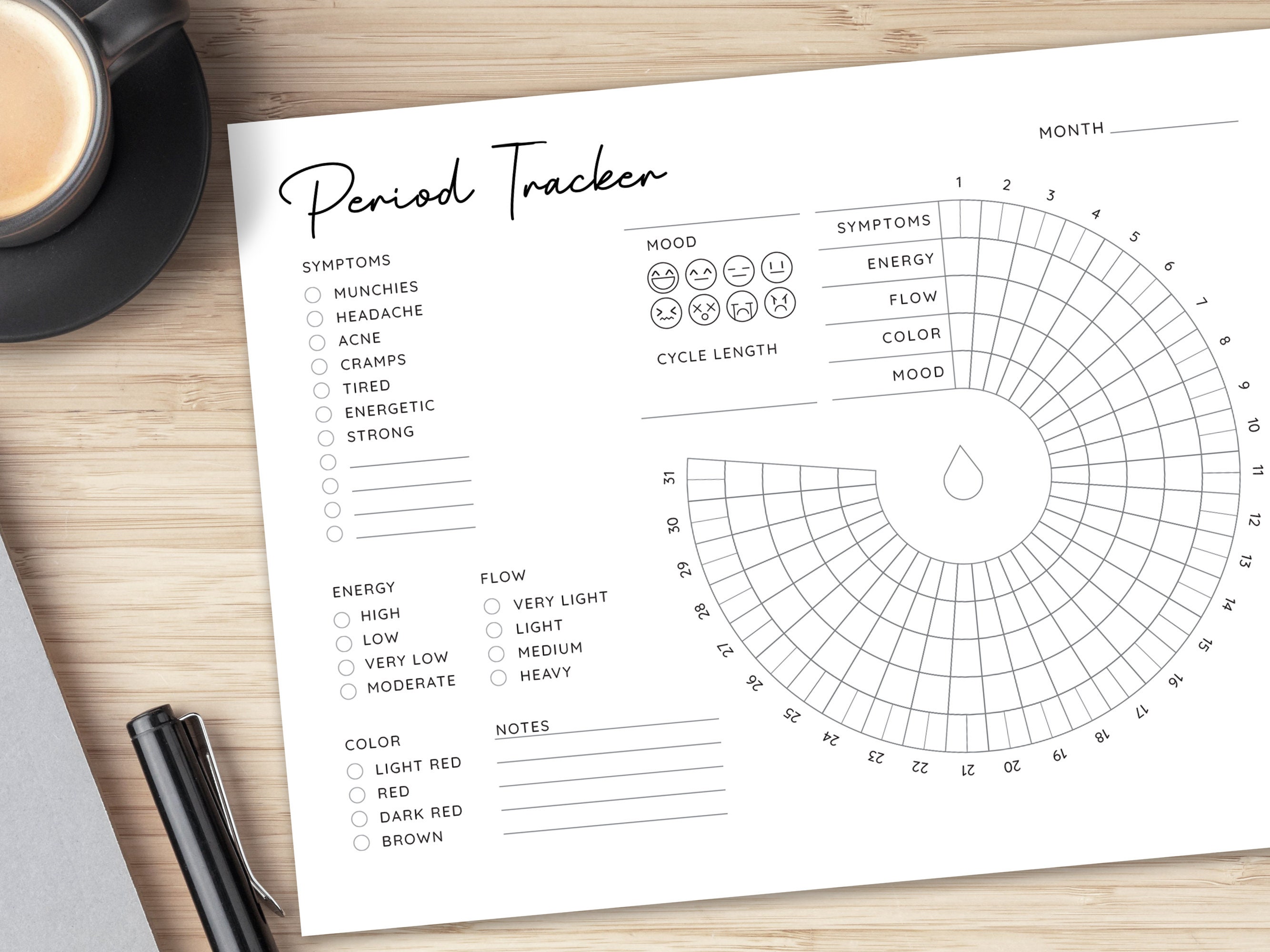 Minimal Period Tracker Digital Women Period Planner Landscape, Cycle ...