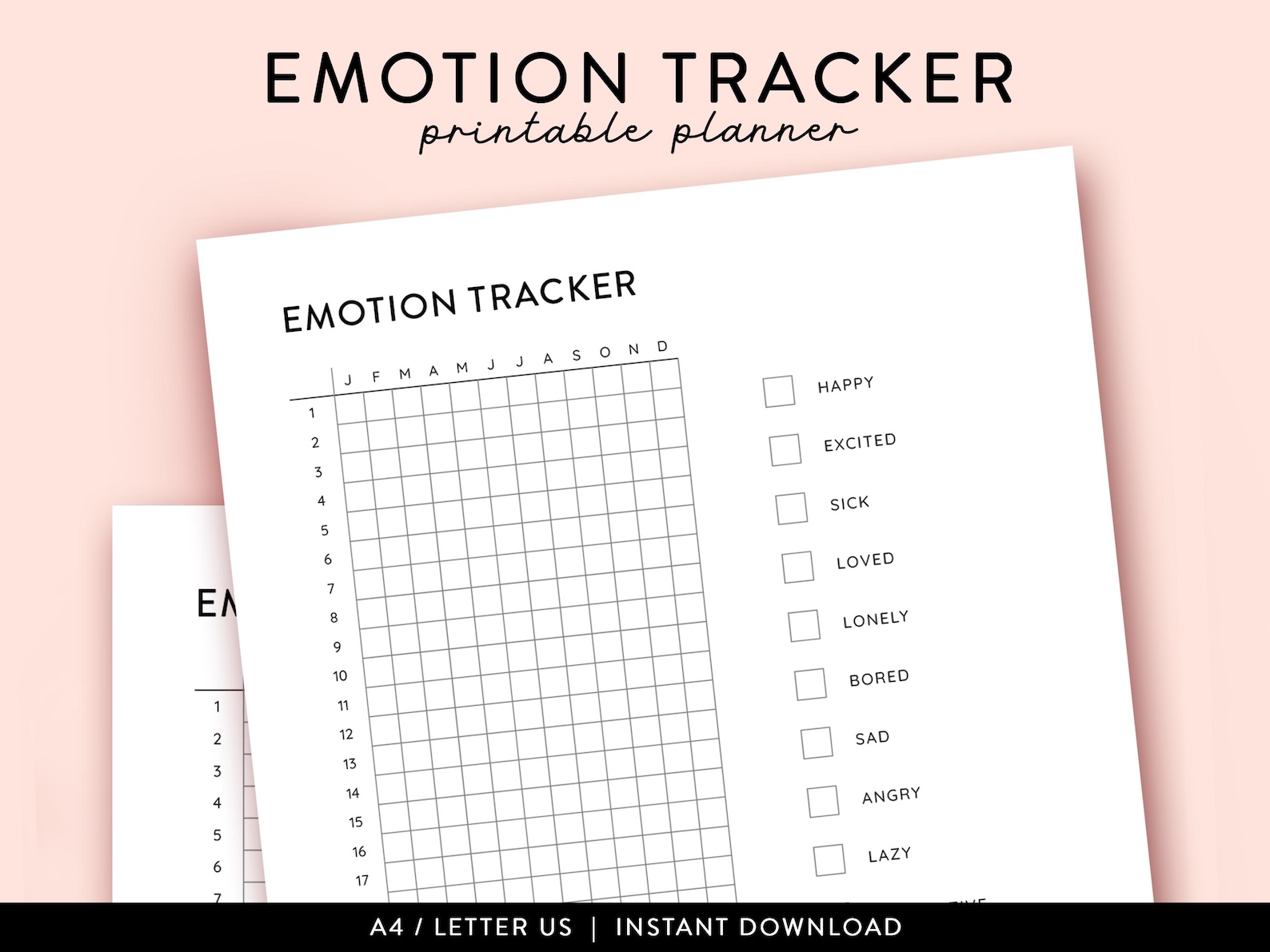 Emotion Tracker Printable, Mood Tracker Template, Emotion Mood Tracker ...