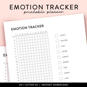 Emotion Tracker Printable, Mood Tracker Template, Emotion Mood Tracker ...