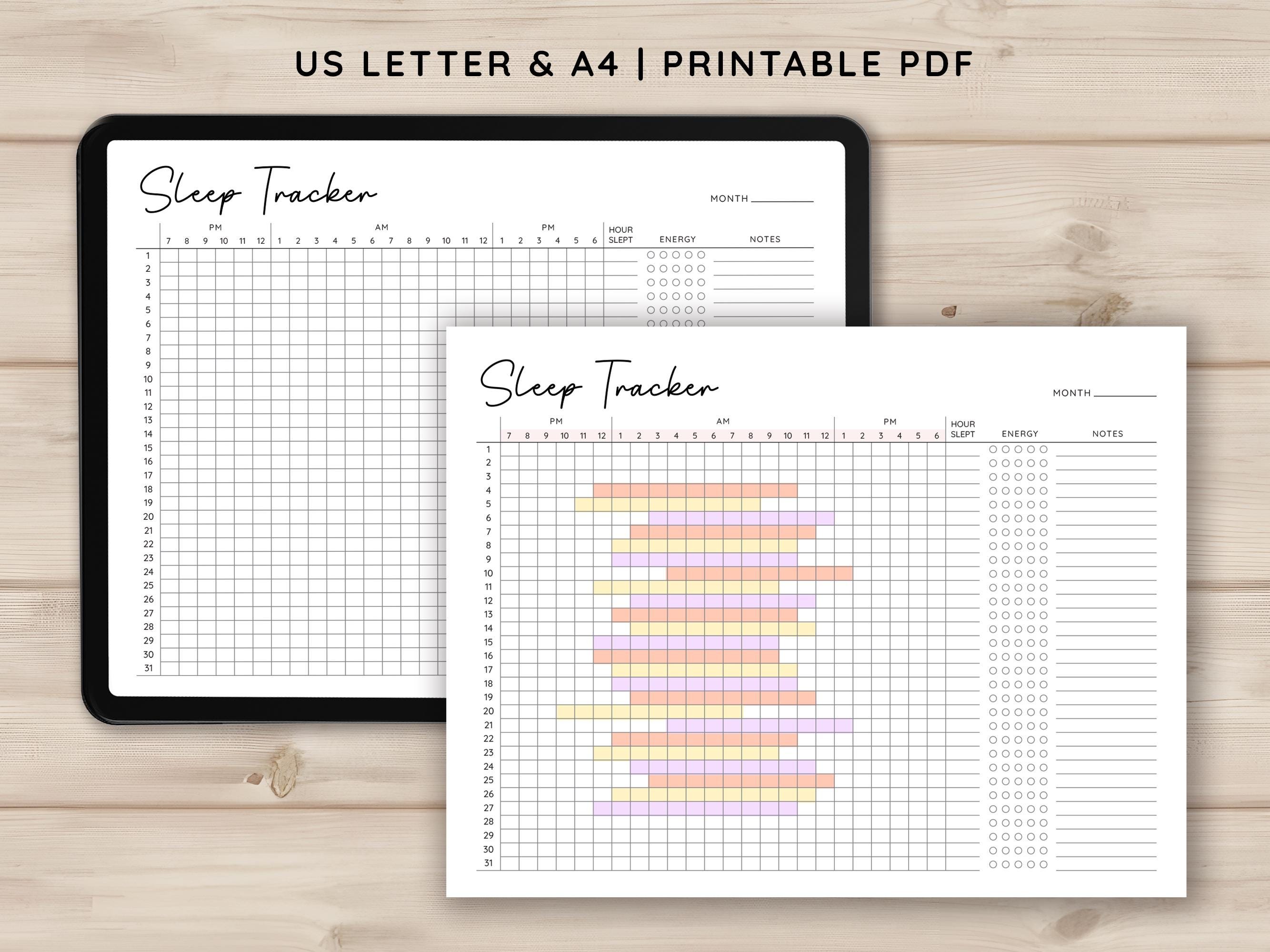 Sleep Tracker Printable, Monthly Sleep Tracker Planner Printable PDF ...