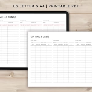 Sinking Funds Tracker Printable Landscape Sinking Funds Tracker Sheet ...