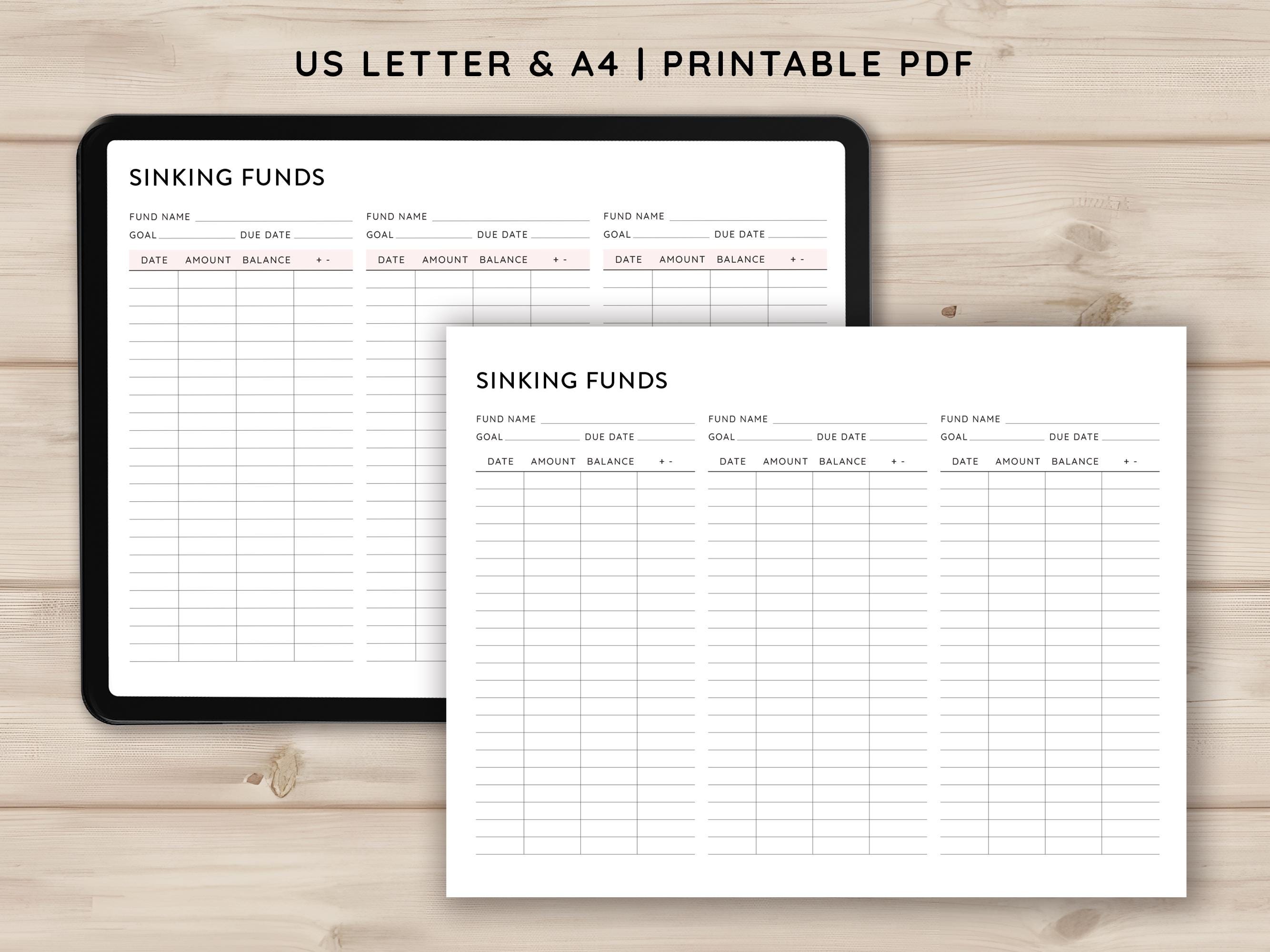 Sinking Funds Tracker Printable Landscape Sinking Funds Tracker Sheet ...