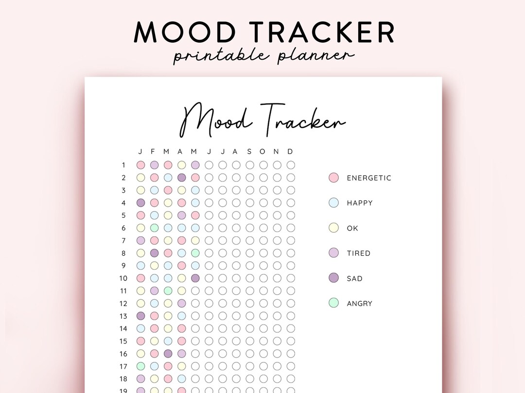 Mood Tracker Journal Printable, Mood Tracker Printable, A Year in Dots ...