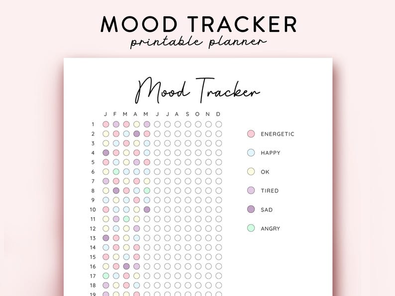 Mood Tracker Journal Printable, Mood Tracker Printable, A Year in Dots ...