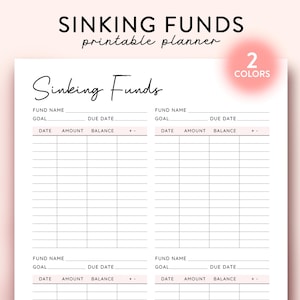 Sinking Funds Tracker Printable Sinking Funds Tracker Sheet Sink Funds ...