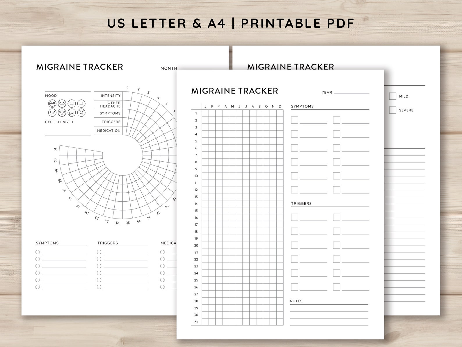 Migraine Tracker Printable, Headache Template, Migraine Track Headache ...