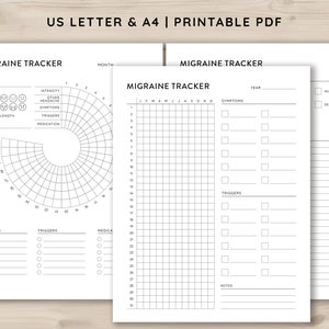 Migraine Tracker Printable, Headache Template, Migraine Track Headache ...