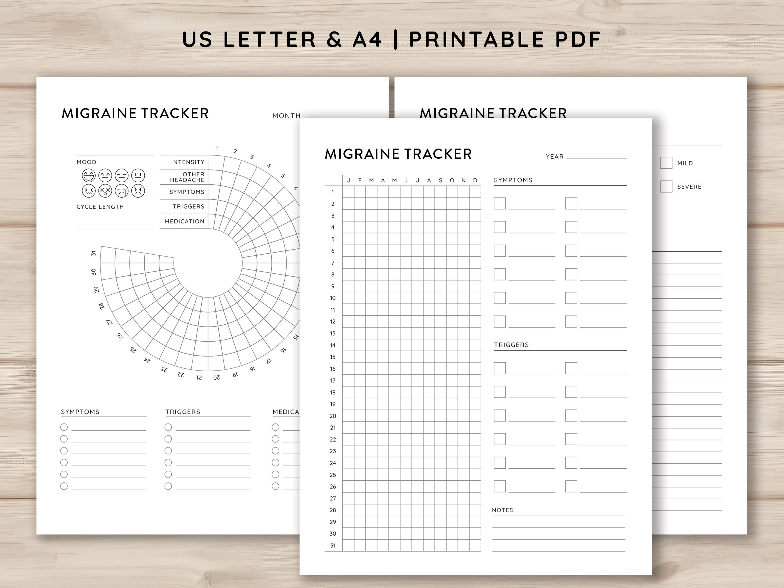 Migraine Tracker Printable, Headache Template, Migraine Track Headache ...
