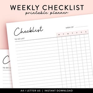Weekly Checklist Printable, Weekly to Do List Template, Task List ...