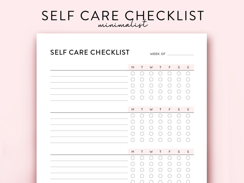 Self Care Checklist Printable Selfcare Checklist Printable Selfcare ...