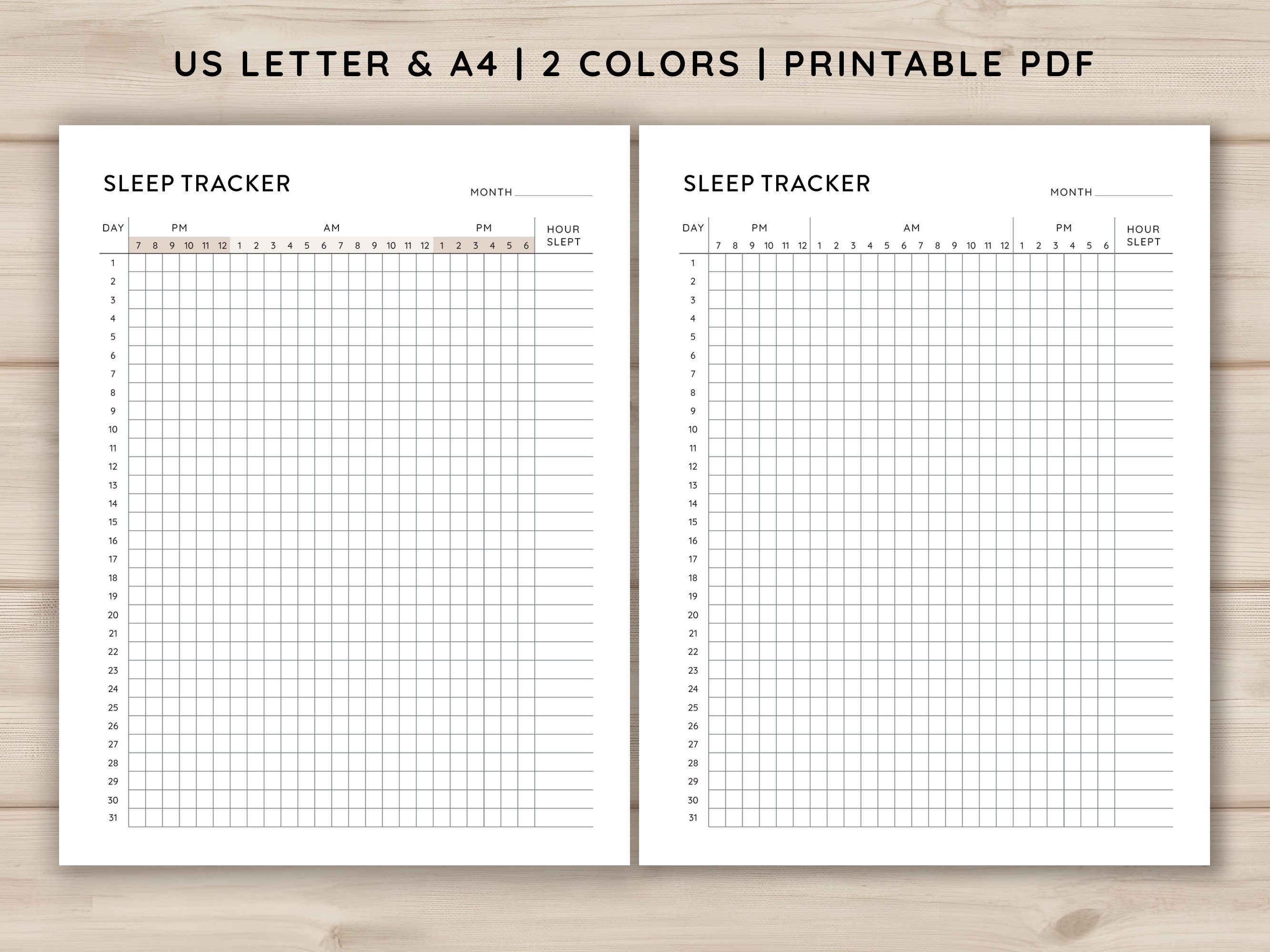 Sleep Tracker Printable, Monthly Sleep Tracker Planner Printable PDF ...