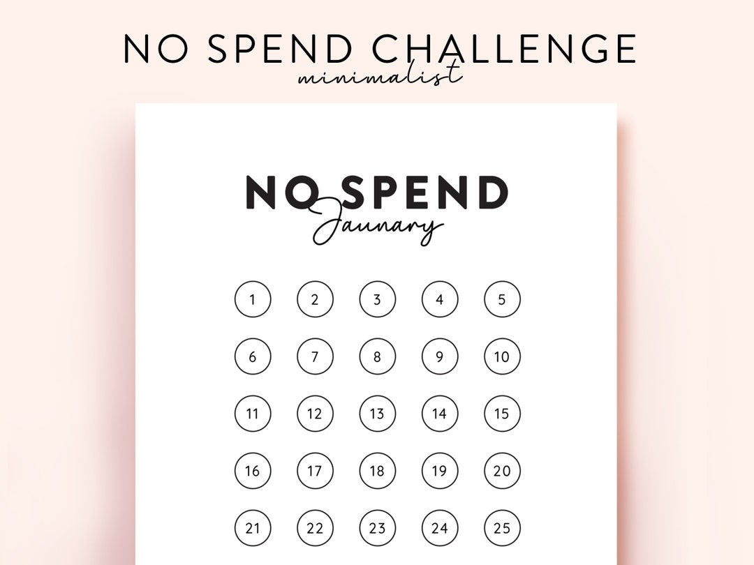 12 Month No Spend Challenge, 30 Day No Spending Tracker Printable No ...