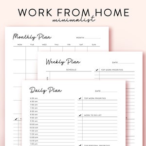 Monthly Weekly Printable Work From Home Planner Personal Daily Planner ...