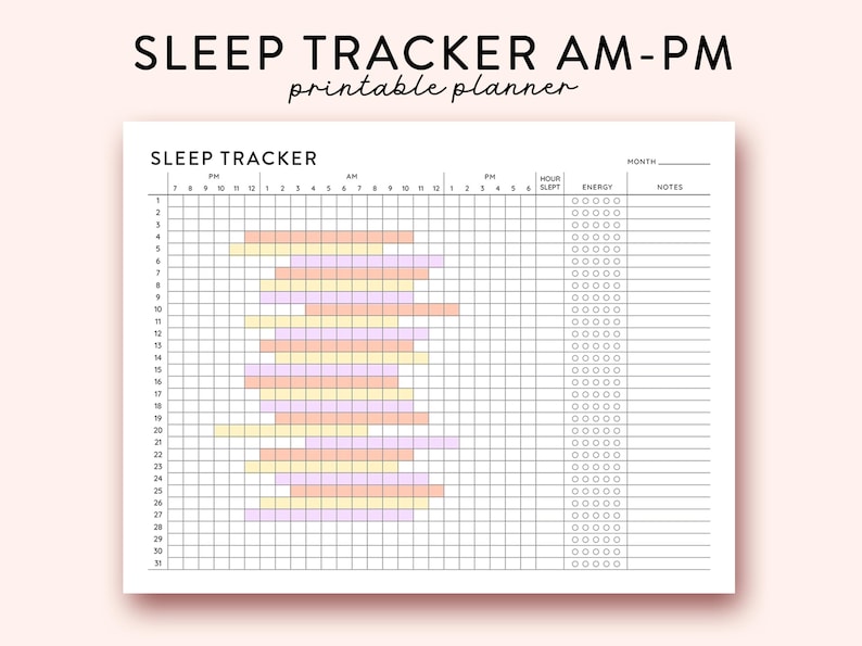 Sleep Tracker Printable, Monthly Sleep Tracker Planner Printable PDF ...