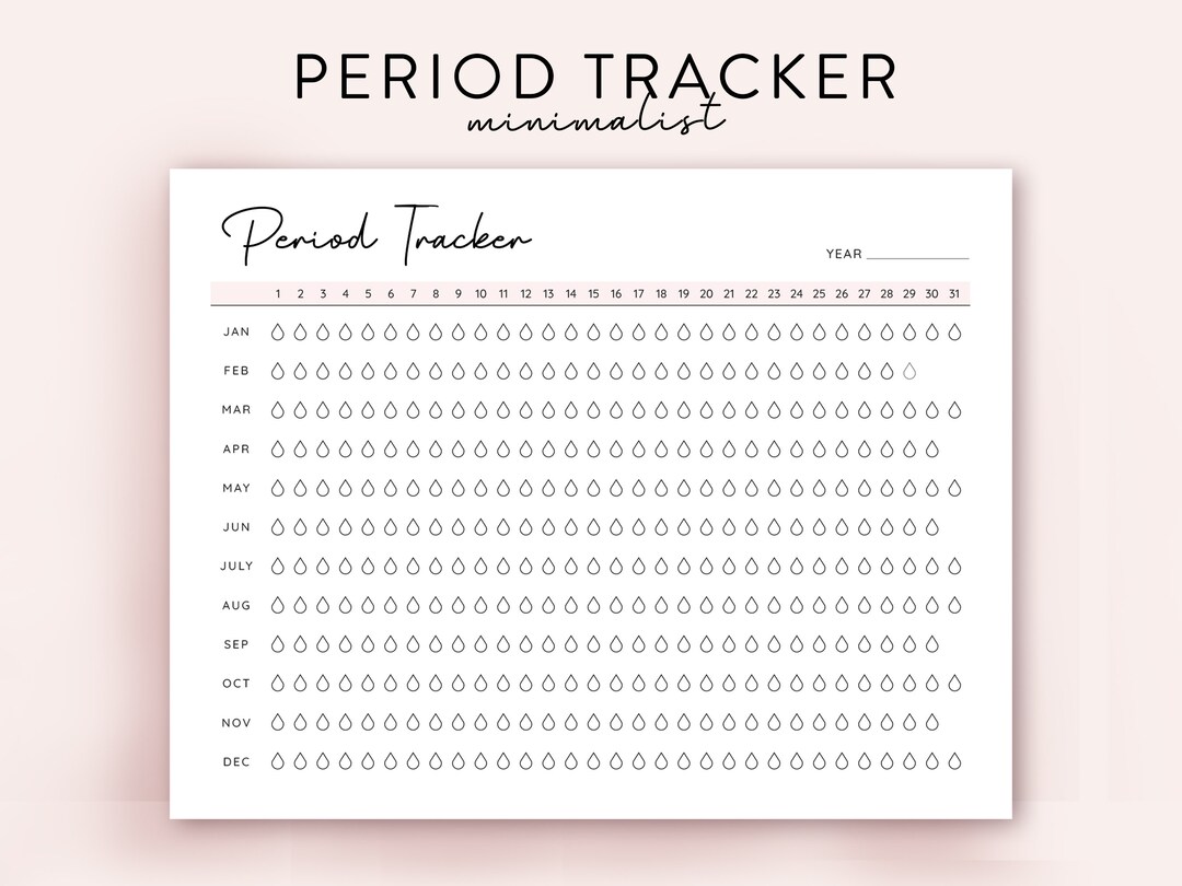 Minimal Period Tracker Digital Women Period Planner Landscape - Etsy