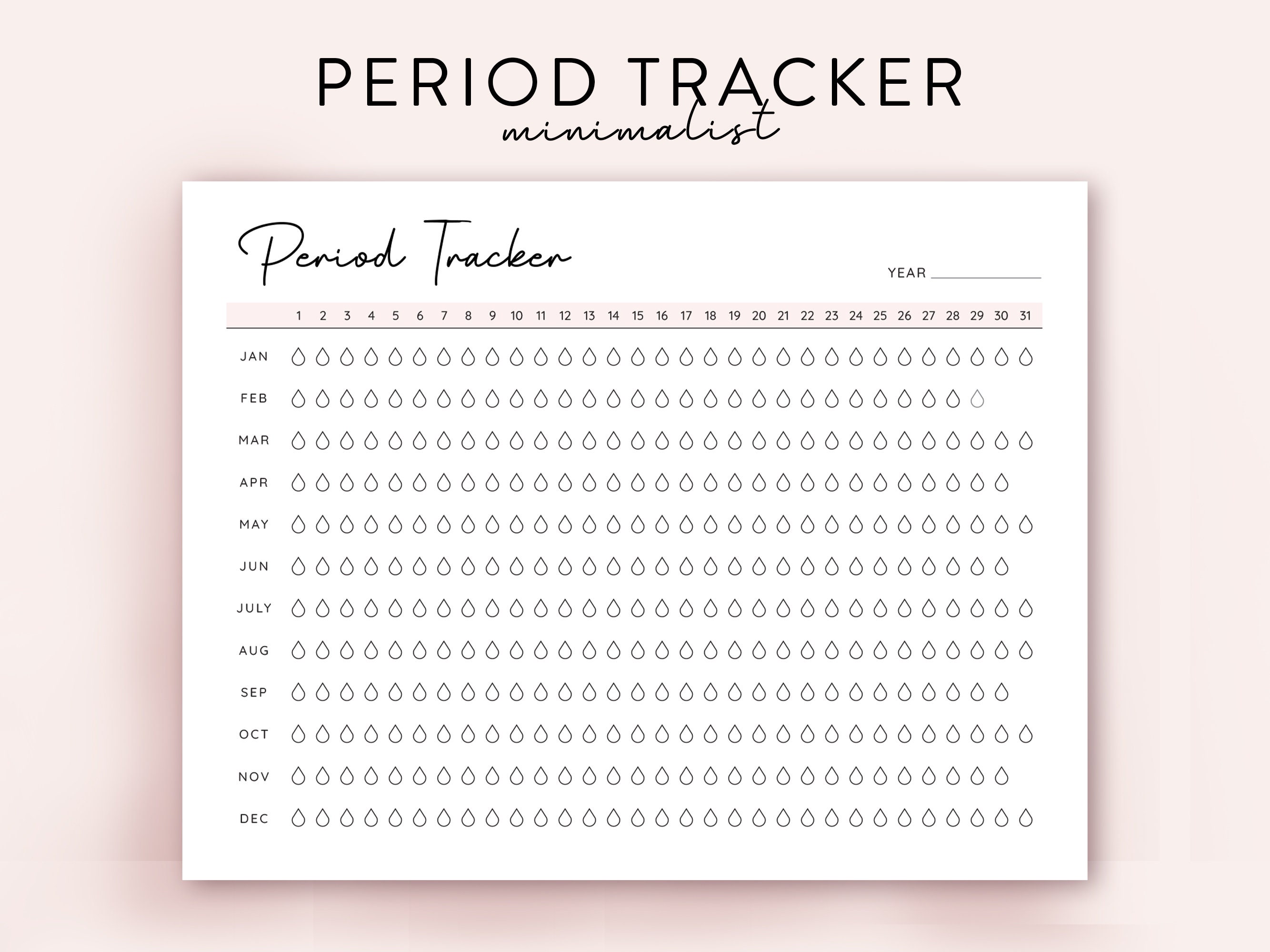Minimal Period Tracker Digital Women Period Planner Landscape - Etsy