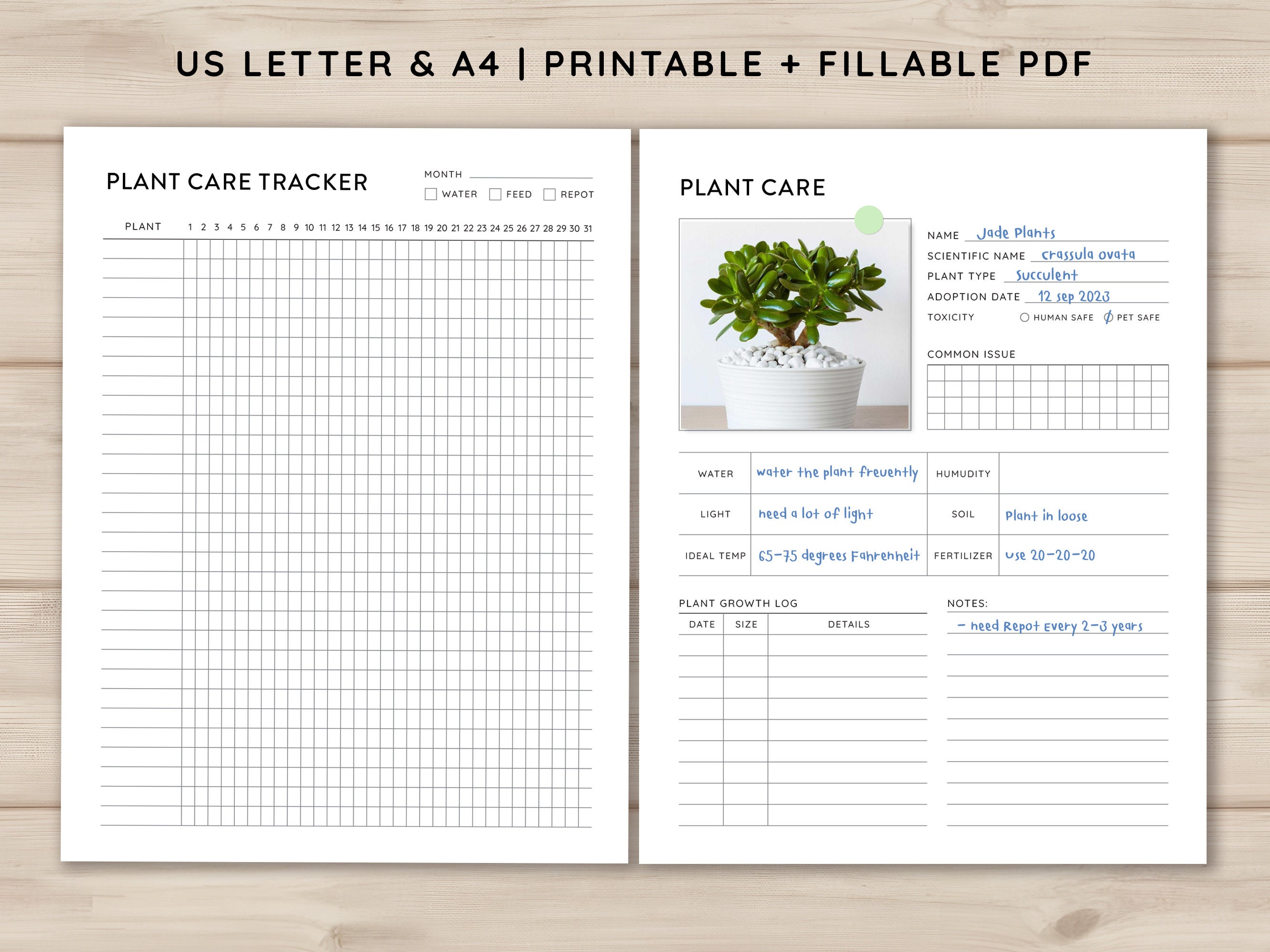 Garden Log Template EDITABLE Plant Care Tracker for Houseplant Lover ...