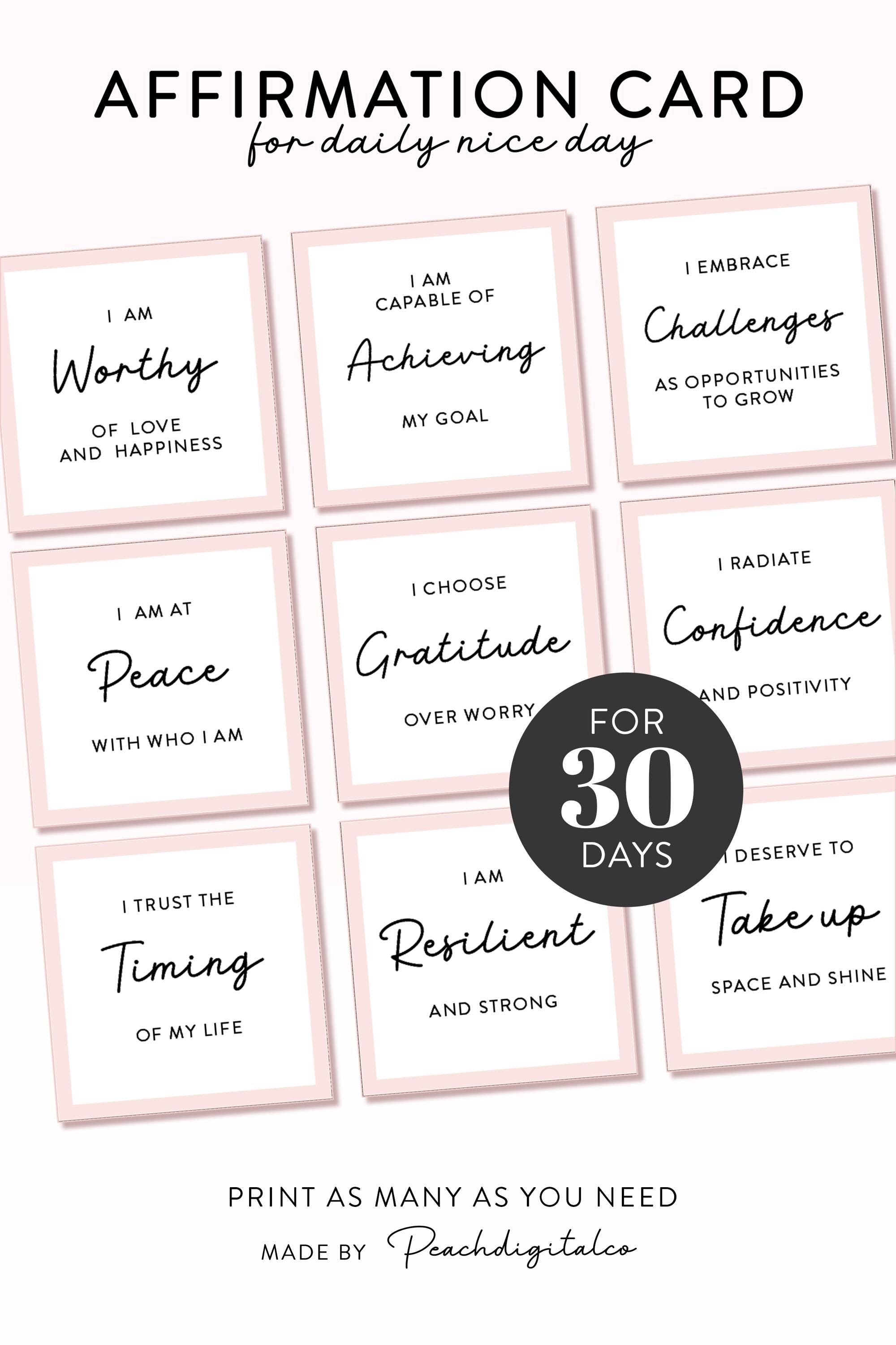 30 Days Affirmation Cards Printable, Vision Board Printables ...