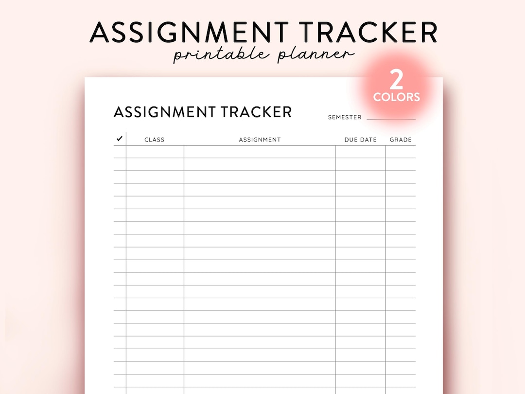 Assignment Tracker Printable, Homework Planner, Homework Checklist ...