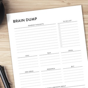 Brain Dump Printable, Thought Organizer, ADHD Brain Dump, Thought ...