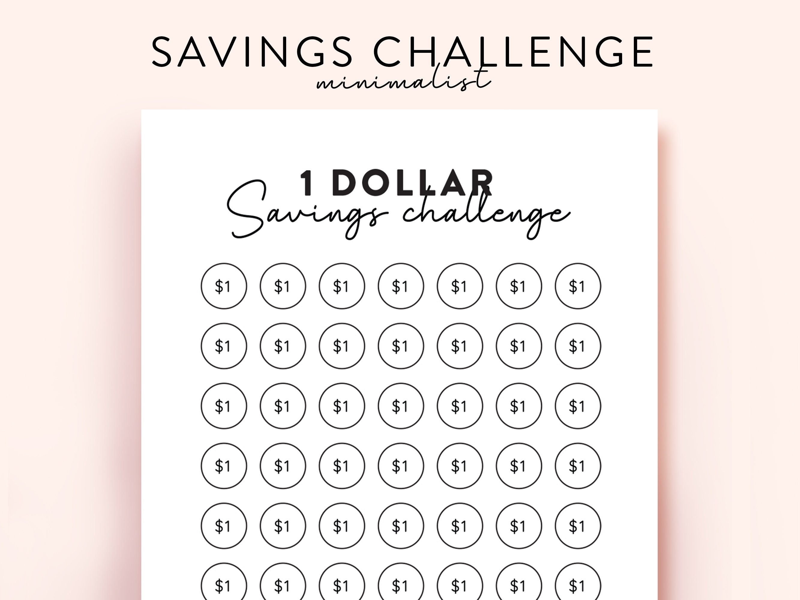 1 Dollar Savings Challenge Printable, Save 50 Challenge, 1 Dollar Money ...