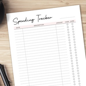 Digital Spending Tracker Printable Spending Log Monthly Expense Log ...