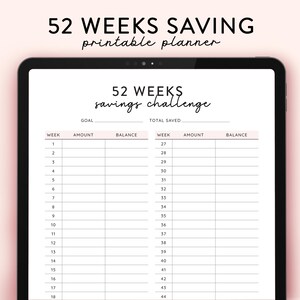 52 Week Savings Challenge Printable, Money Savings Tracker, Yearly ...