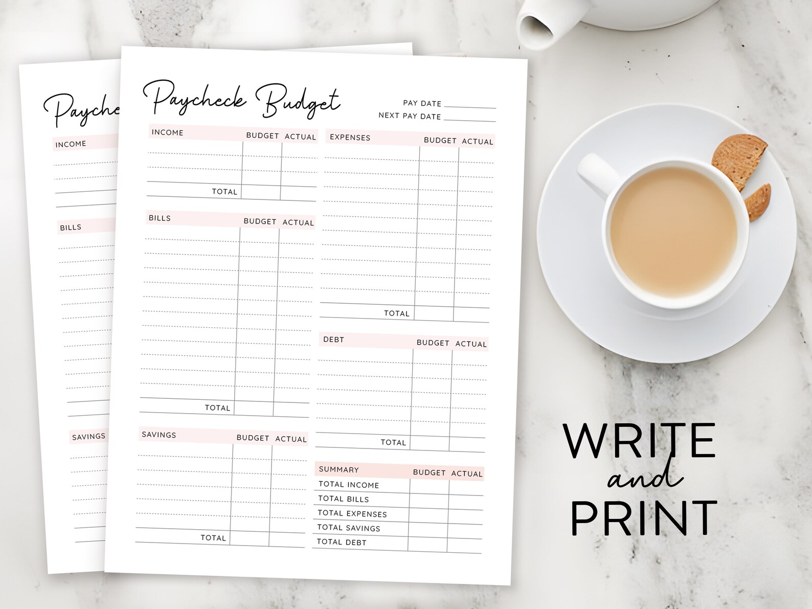 Printable Paycheck Budget Planner, Weekly Budget Planner Printable ...