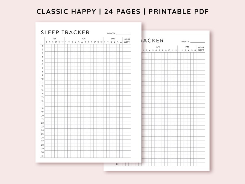 Happyplanner Sleep Tracker Printable Inserts Classic HP Insert Sleep Tracker Planner Classic ...