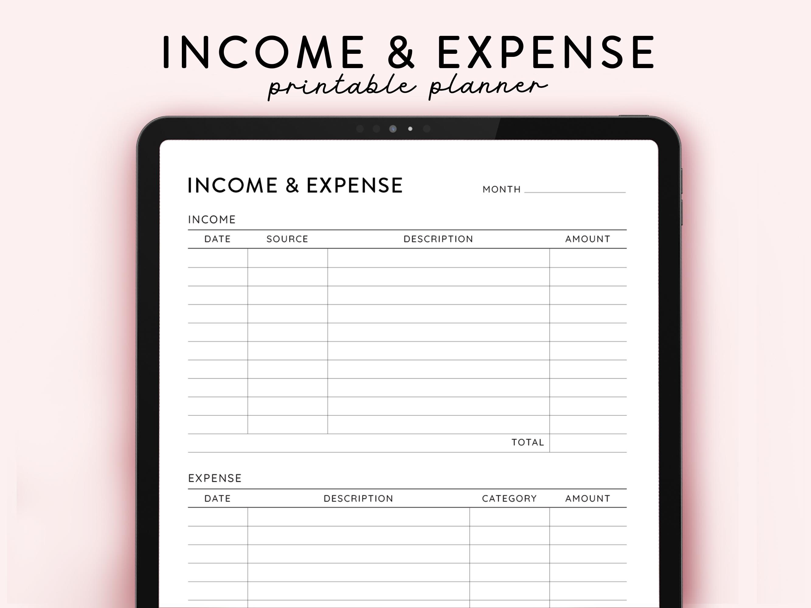 Income & Expense Tracker Printable, Income Tracker Printable, Monthly ...