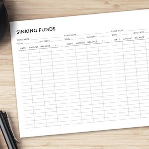 Sinking Funds Tracker Printable Landscape Sinking Funds Tracker Sheet ...