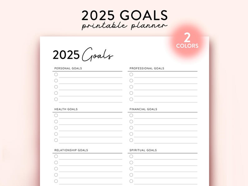 2025 Goal Settings Worksheet, 2025 Goals Template, Goals Printable ...