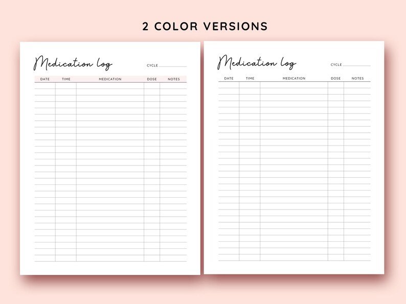 Medication Tracker Printable, Medication Log, Medication Chart ...