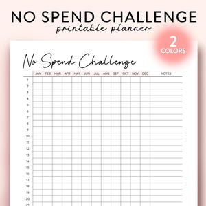No Spending Tracker Printable, 30 Day No Spend Challenge Printable No ...