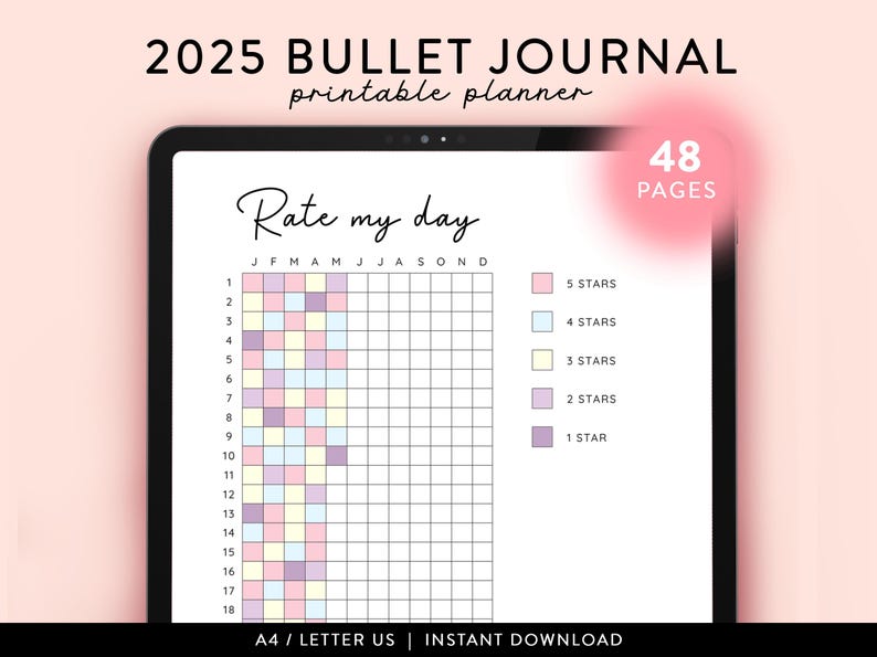 2025 Bullet Journal Printable, Yearly Trackers Bundle Printable, Bujo ...