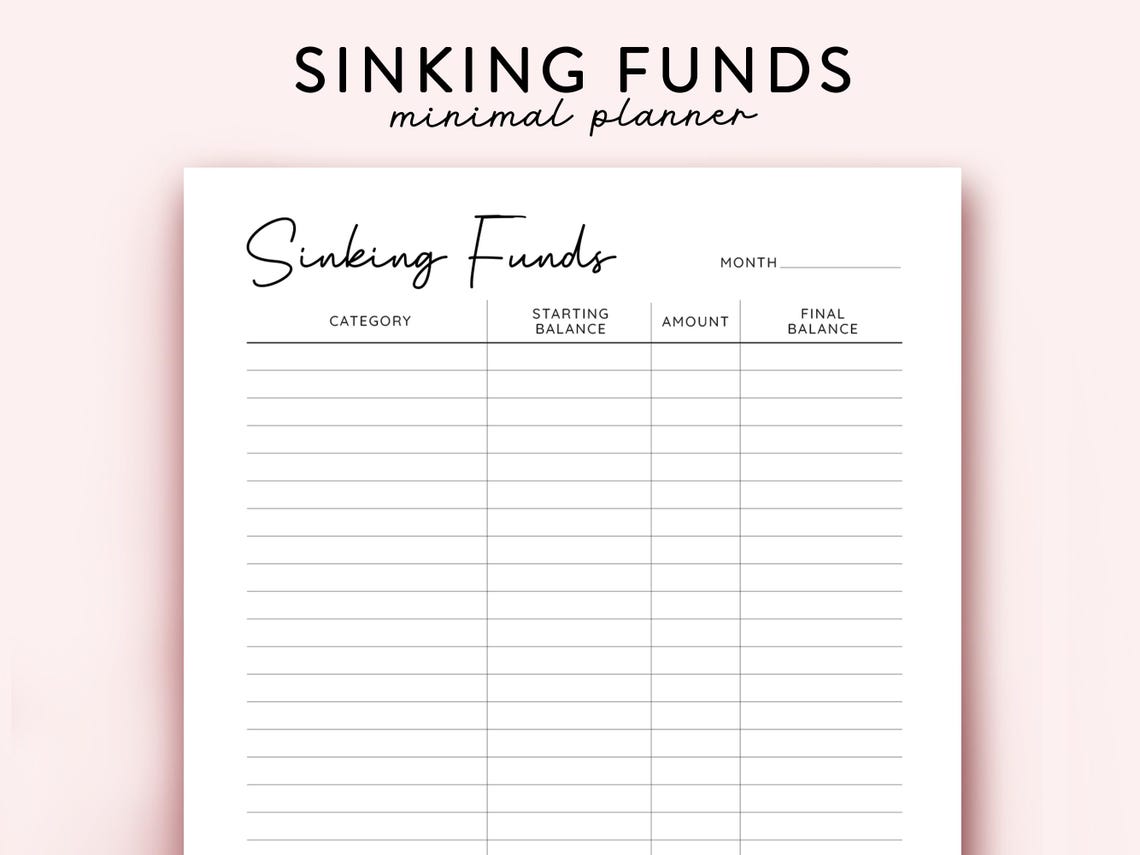 Sinking Funds Tracker Printable Sinking Funds Tracker Sheet, Sink Funds ...