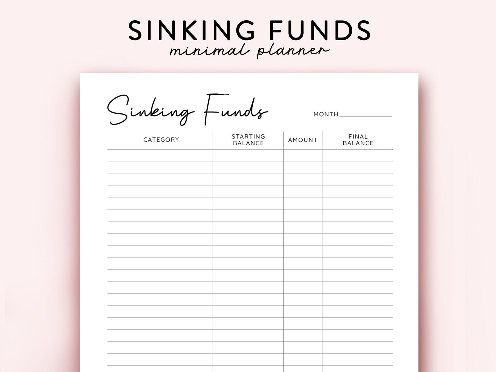 Sinking Funds Tracker Printable Sinking Funds Tracker Sheet, Sink Funds ...