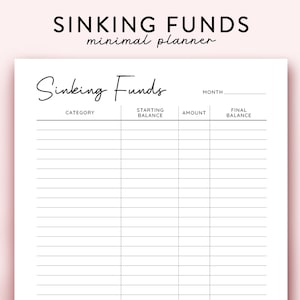 Sinking Funds Tracker Printable Sinking Funds Tracker Sheet, Sink Funds ...