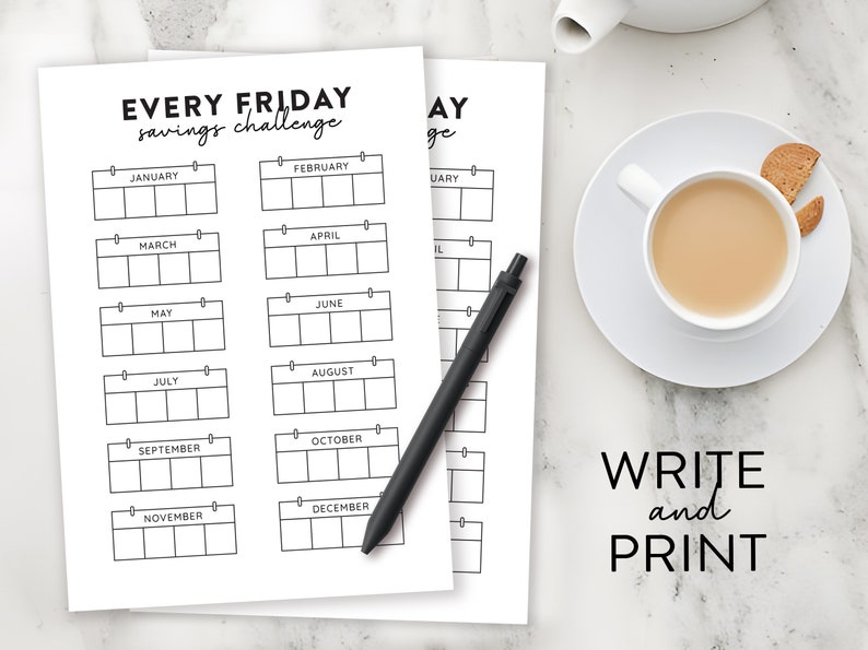 2025 Friday Savings Challenge Printable, Blank Every Friday Savings ...