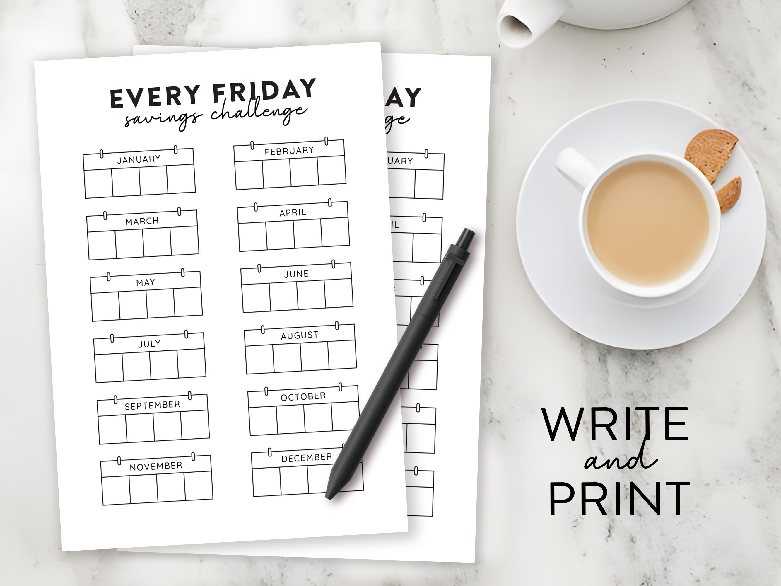 2025 Friday Savings Challenge Printable, Blank Every Friday Savings ...