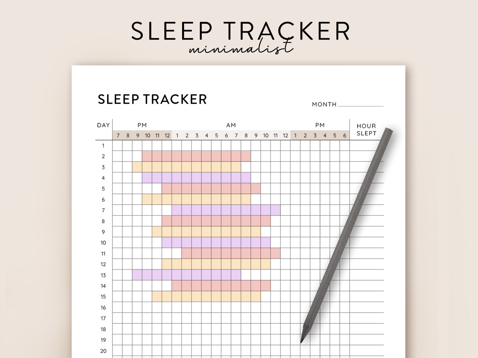 Sleep Tracker Printable, Monthly Sleep Tracker Planner Printable PDF ...