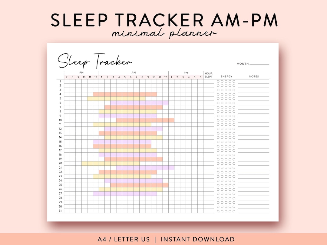 Sleep Tracker Printable, Monthly Sleep Tracker Planner Printable PDF ...