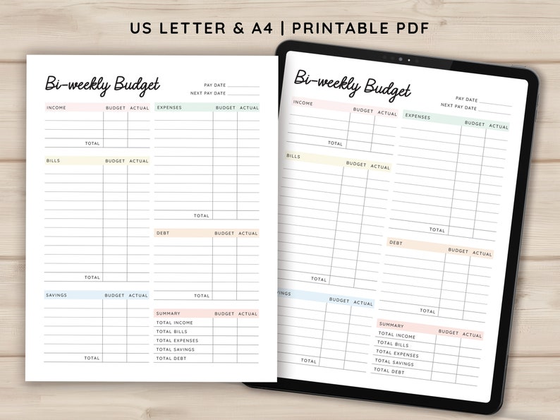 Bi-weekly Budget Planner Printable Biweekly Budget Planner Printable ...