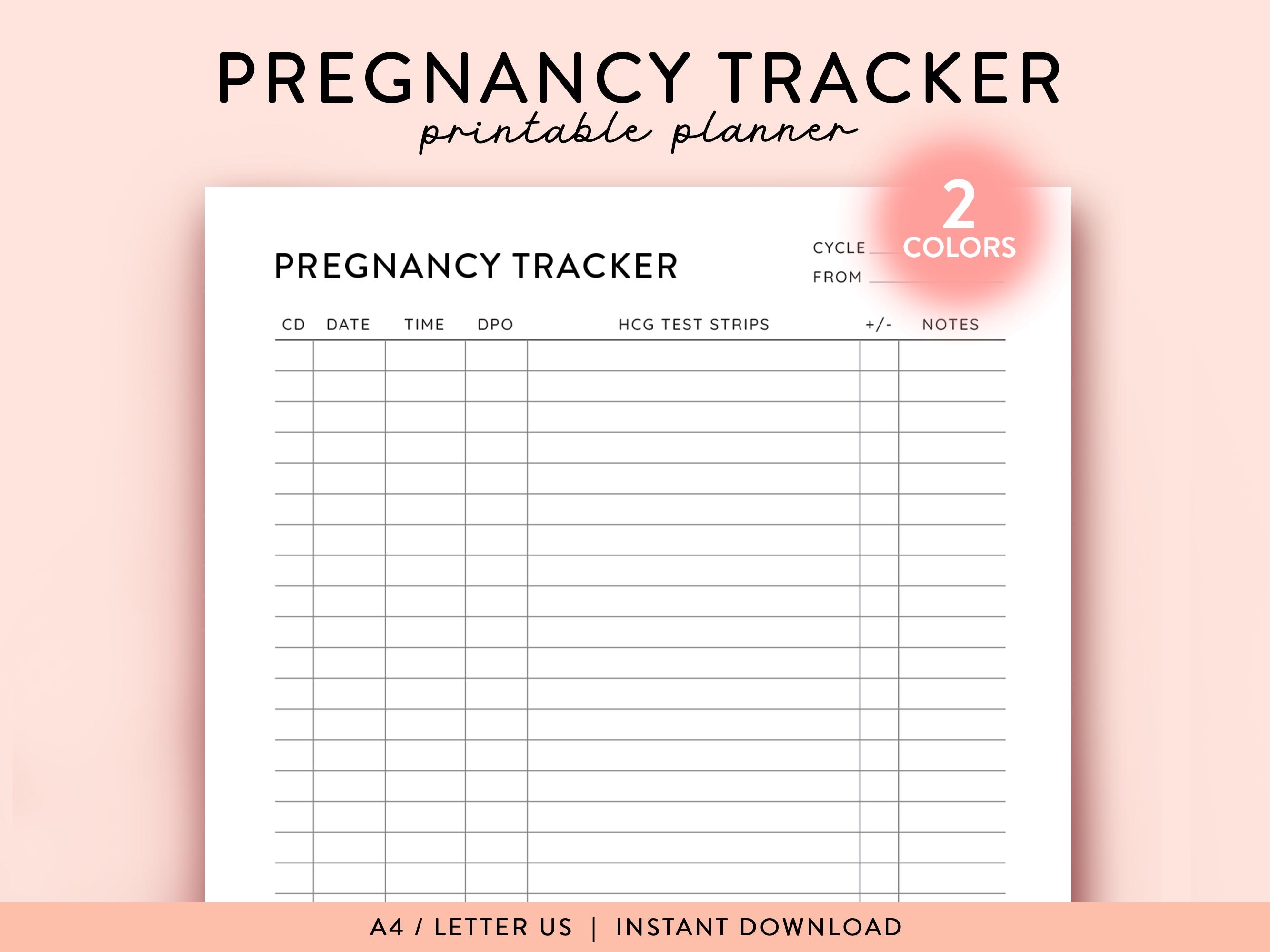 Pregnancy Tracker Printable, Pregnancy Test Strips Tracker, Pregnancy ...