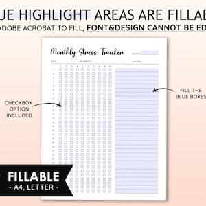 Minimalist Stress Tracker Printable, Daily Stress Level Stress Log ...