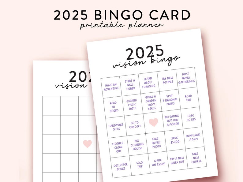 2025 Vision Bingo Card, 2025 Glow up Bingo Printable, New Year's ...