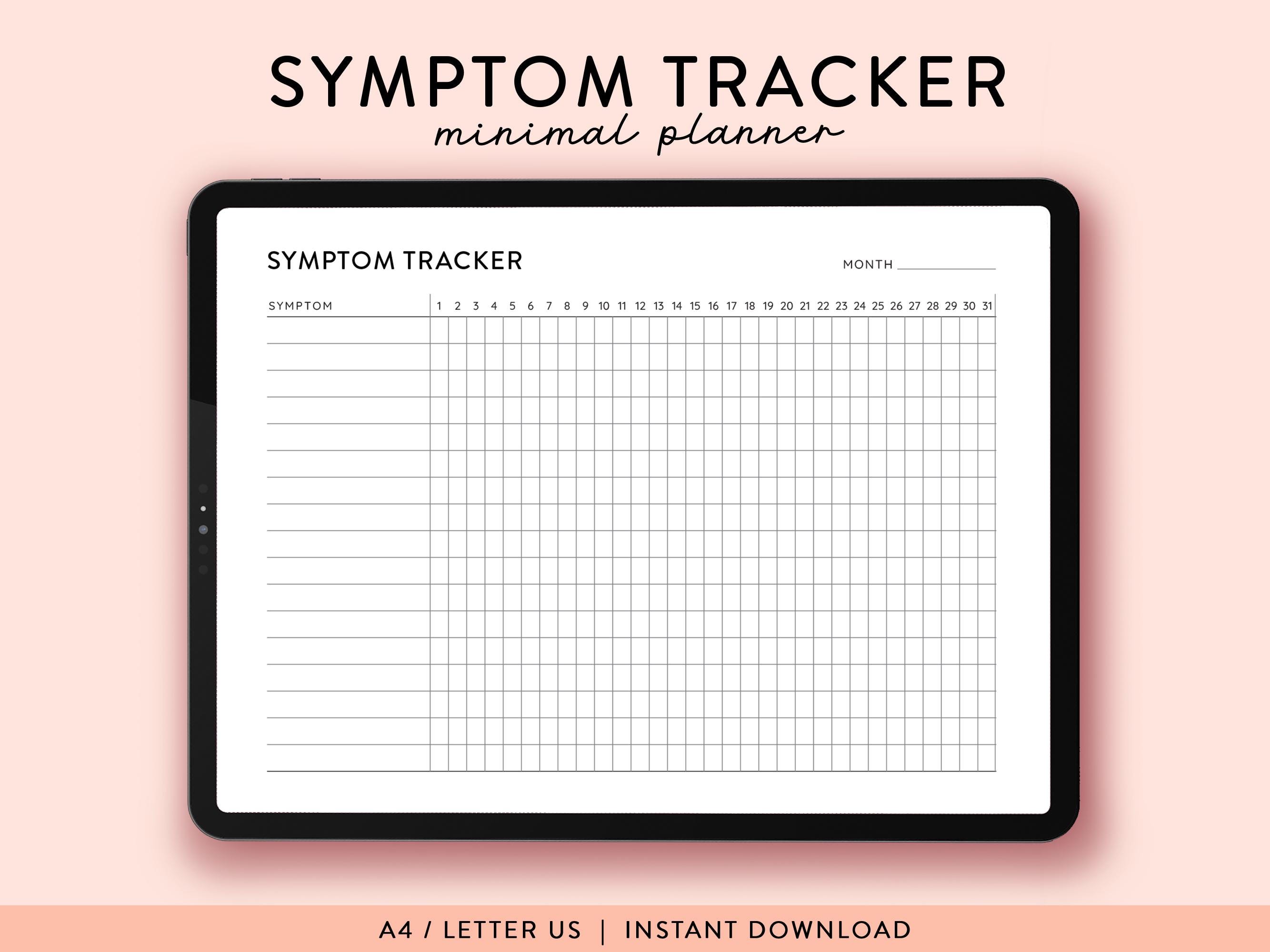 Symptom Tracker Landscape Printable, Period Tracker Digital Women ...